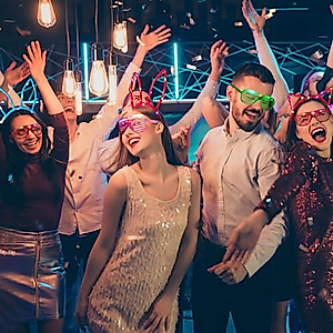 Maitys LED Light Up Glasses Luminous Led Headband Set LED Cat Ear Headband Bunny Ears Headband Crown Headband Colorful Glowing Sunglasses Glow in The Dark Party Favors Birthday Supplies (72 Pcs)