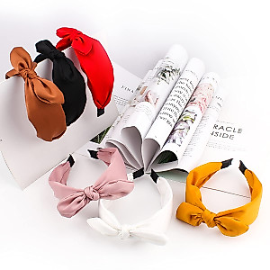 TOBATOBA Knotted Bow Headbands - Fashion Knot Bunny Ears Headbands for Women, Wide Solid Cute Hair Accessories