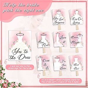 Lewtemi Set of 33 Wedding Dress Shopping Signs Paddles Say Yes to The Props Signs for Bridesmaids and Brides Bachelorette Party Games(Dress Style)