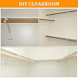 LANMIERT Heavy Duty Closet Rod Bracket, Adjustable Closet Shelf & Rod Brackets for 3/4" Wall Cleat, Adjustable for Rear Cleat Strip, closet rod support bracket Set of 4