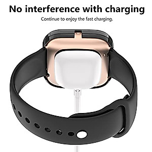 [3 Pack] Tobfit for Fitbit Versa 2 Screen Protector with HD Tempered Glass Protective Case, Hard PC Case Bumper Cover Full Coverage for Fitbit Versa 2 Smartwatch, Black/Black/Black