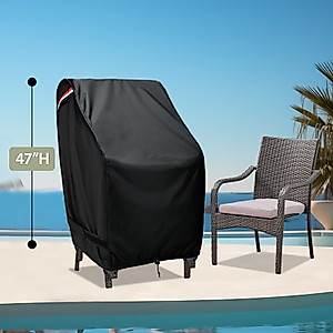KylinLucky Stackable Patio Chairs Covers Waterproof 25W x 25D x 47H inches 1pack, Outdoor Furniture Covers Heavy Duty for 4-6 Stackable Dining Chairs