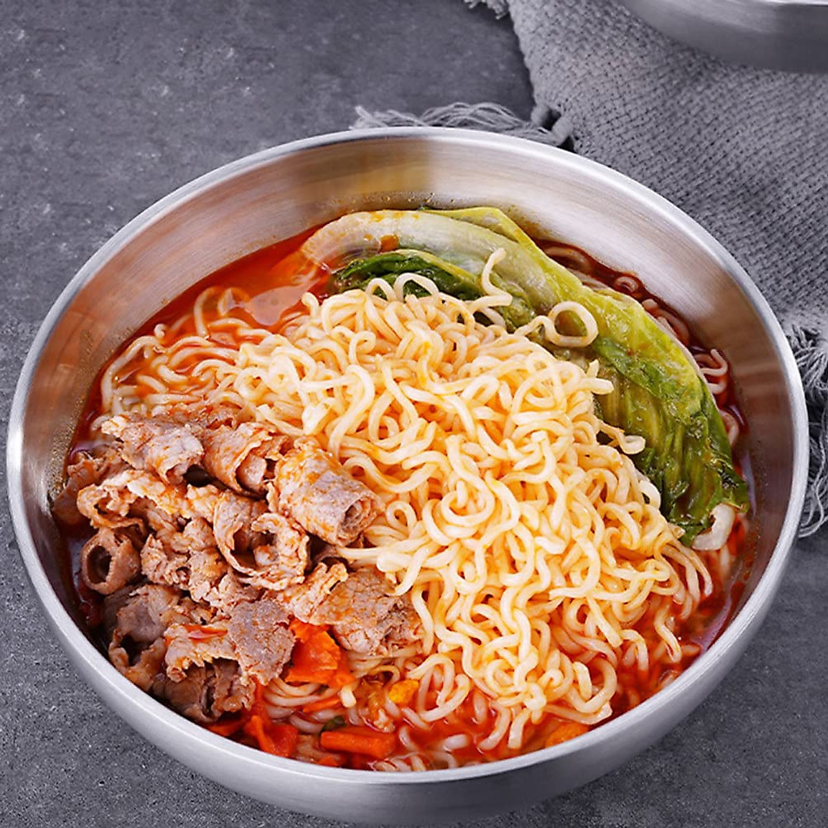 Kichvoe Korean Bowl Soup Bowls Ramen Noodle Bowls Stainless Steel Bowl Korean Bowls Double Walled Serving Bowl for Udon Pho Dessert Cereal Salad 15cm Metal Bowls