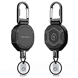 2 Pack Retractable Keychain,Heavy Duty Retractable Badge Holders,Tactical ID Badge Reel with 31.5" Retractable Cord,Multitool Carabiner Key Chain,8 oz, Black