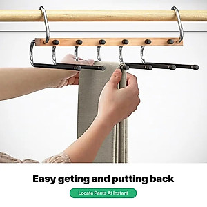 NV Wood Wardrobe Organizer Racks – Space-Saving 6-Layer Wooden Closet Hangers, Multi-Functional for Pants, Skirts, Scarves & More, 2-Pack (Horizontal & Vertical Use)