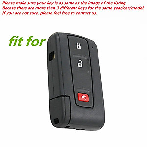 MJKEYAuto Black Leather 3 Buttons Smart Remote Key Fob Cover Chain Case for Toyota Prius 2004 2005 2006 2007 2008 2009