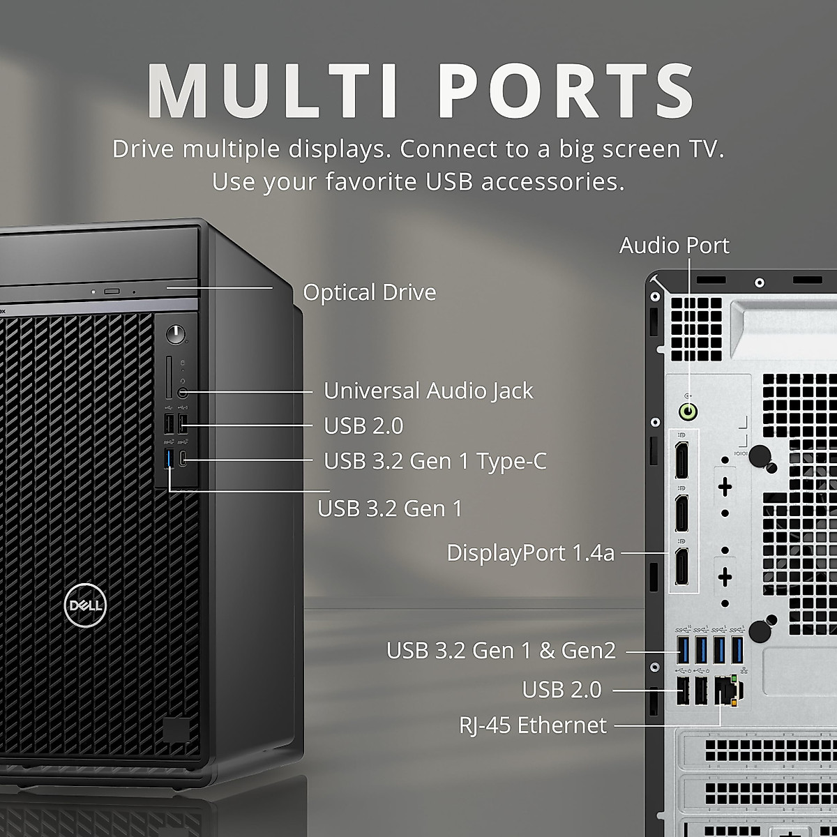 Dell OptiPlex 7080 Gaming Desktop Mini Tower, Intel Core i7-10700 Processor, 32GB RAM, 1TB PCIe SSD, Intel UHD Graphics, Windows 11 Pro, Black