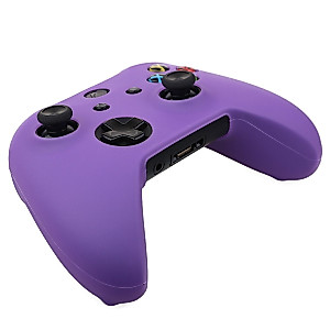 YoRHa Silicone Cover Skin Case for Microsoft Xbox One X & Xbox One S Controller x 1(Purple) with Pro Thumb Grips 8 Pieces