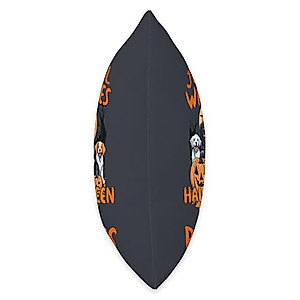 Just a girl who loves Apparel Halloween Puppy Party-Paws and Pumpkins Under The Moon Throw Pillow, 18x18, Multicolor