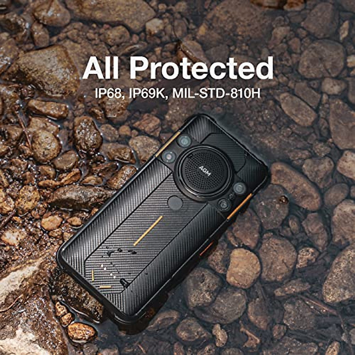 AGM H5 Rugged Smartphone Android 12 Rugged Smartphone Unlocked Dual SIM 4G, 20MP Night Vision Camera, 6.52" HD Screen, 4GB+64GB, 7000mAh Battery Rugged Phone, IP68 Rugged Cell Phone Unlocked