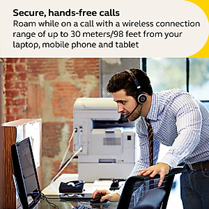 Jabra Evolve 65 SE Mono Wireless Headset - Bluetooth Headset with Noise-Cancelling Microphone, Long-Lasting Battery, and Dual Connectivity - MS Teams Certified, Works with All Other Platforms - Black