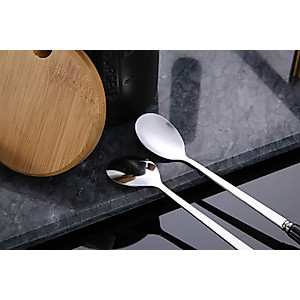 Goeielewe Dinner Spoons Set of 6, Stainless Steel Iced Teaspoons with Ceramic Handle 6.8-Inch Long Soup Tablespoons Espresso Coffee Spoons Candy-Colored Mixing Spoon - Mixed Color