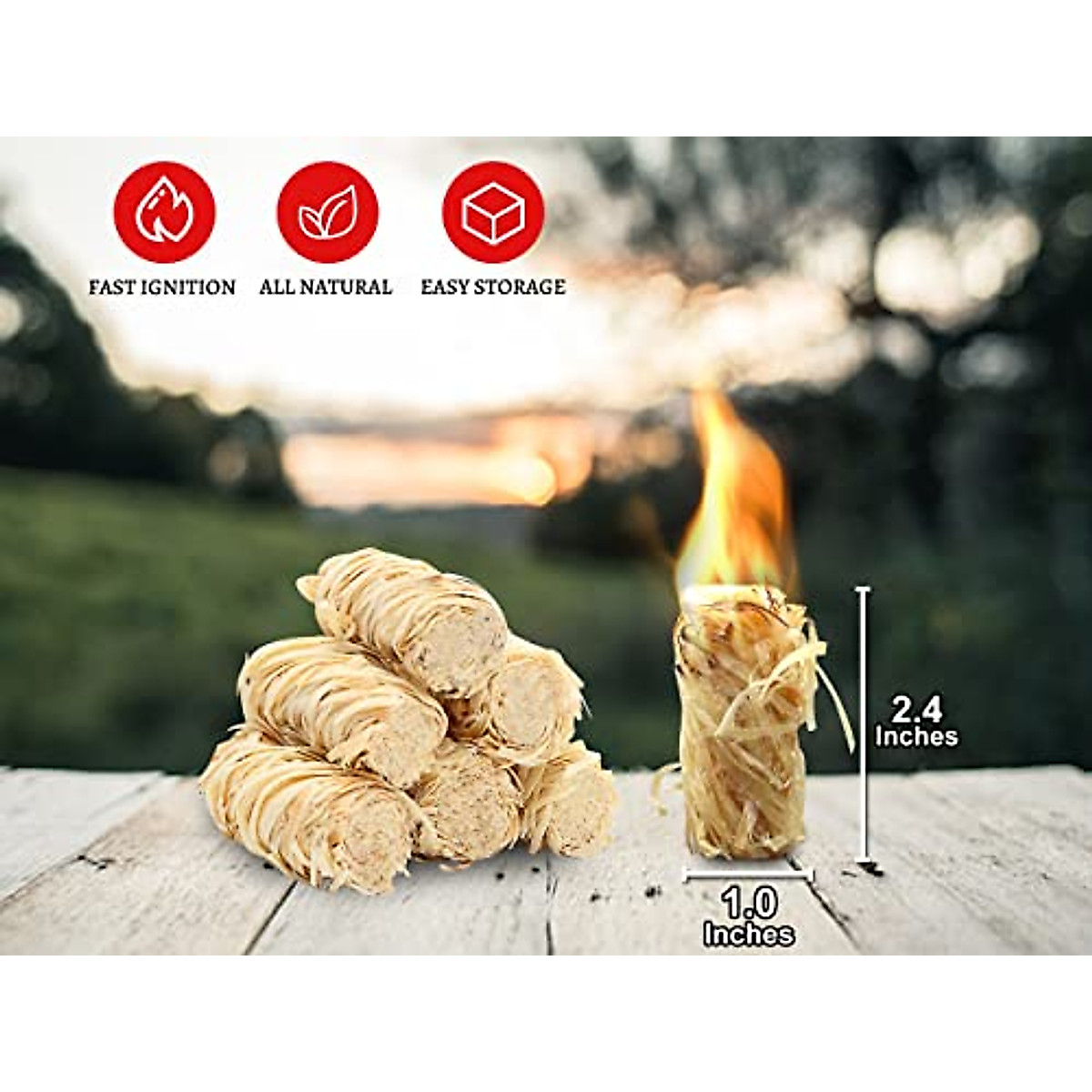 Shwuevei 65 pcs Fire Starter - Natural Fire Starters for Fireplace, Pellet Stove & Wood, Fire Pit, Smoker, BBQ, Chimney, Pizza Oven - Fire Starters for Grill, Charcoal Starter