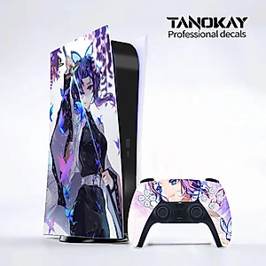TANOKAY PS5 Console Skin and Controller Skin Set | Kochou Shinobu | Matte Finish Vinyl Wrap Sticker Full Decal Skins | Compatible with Sony Playstation 5 Digital Version