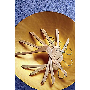 High Grade 30 Pack Solid Wooden Shirt Hanger with Swivel Hook, Smooth Finish and Notches for Straps