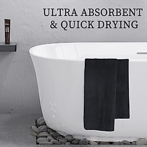 ProHomTex Microfiber Hair Drying Salon Towels, Set of 2 (20‘' x 40'') Professional Super Absorbent Quick Dry (Black)