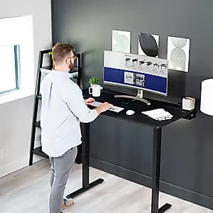 VIVO Universal 60 x 30 inch Table Top with Built-in Concealed Cable Trays for Standard and Sit to Stand Height Adjustable Home and Office Desks, Full Size Mouse Pad, Black Desktop, Desk-TOP3