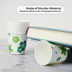 [300 Pack] Paper Cups, 3oz Disposable Bathroom Cups, Mouthwash Cups, Cold Disposable Drinking Cup for Party, Picnic, BBQ, Travel, and Event, Green Floral