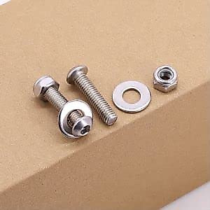 1/4"-20 x 3/4" Stainless Steel Button Head Socket Cap Screws with Hex Locknuts and Flat Washers, 304 Stainless Steel, Full Thread, Coarse Thread, 15 Sets