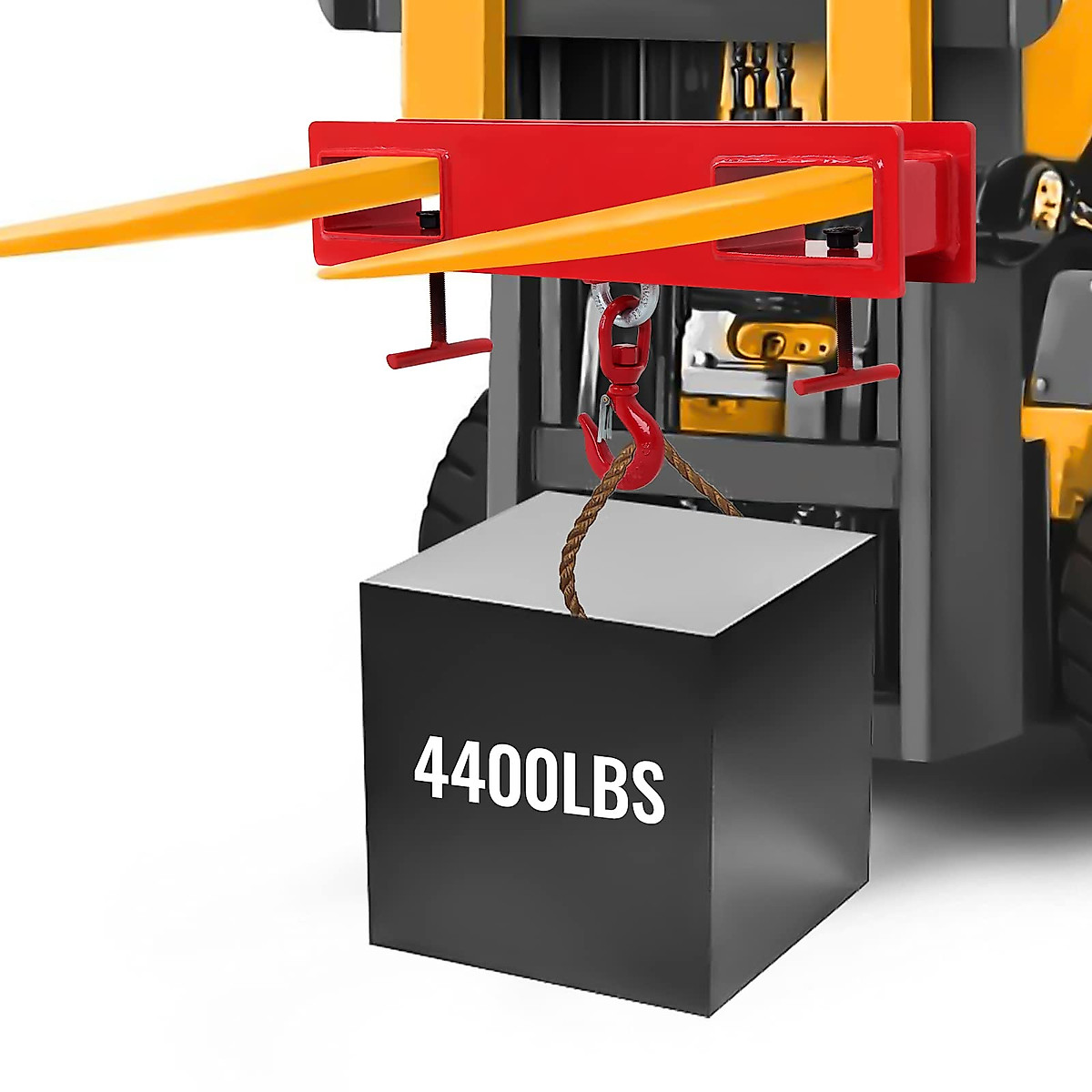 Hasopy Forklift Lifting Hook 1pc, 4400lbs Capacity Forklift Lifting Hoist, Red Forklift Mobile Crane with Swivel Hook and Two Large T-Screws, Hook Forklift Lifting Hoist, Fork Lifting Attachment (2T)