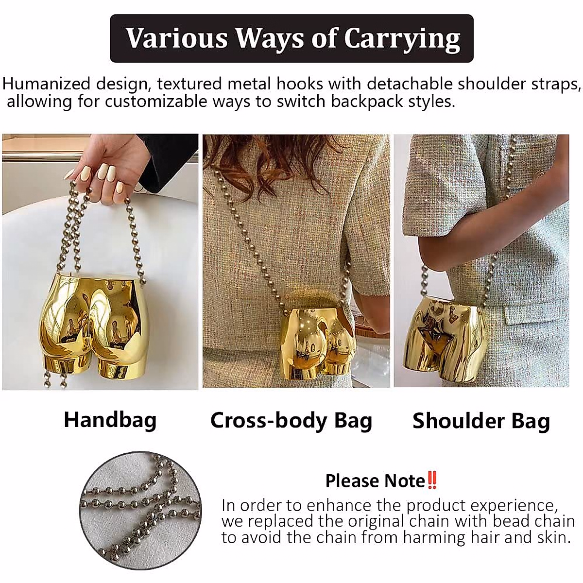 Body Shaped Shoulder Bags Crossbody Bag Purses Handbags Evening Clutch Purse Metal for Women Girls Cocktail Party Club Bling Bling Golden Hip