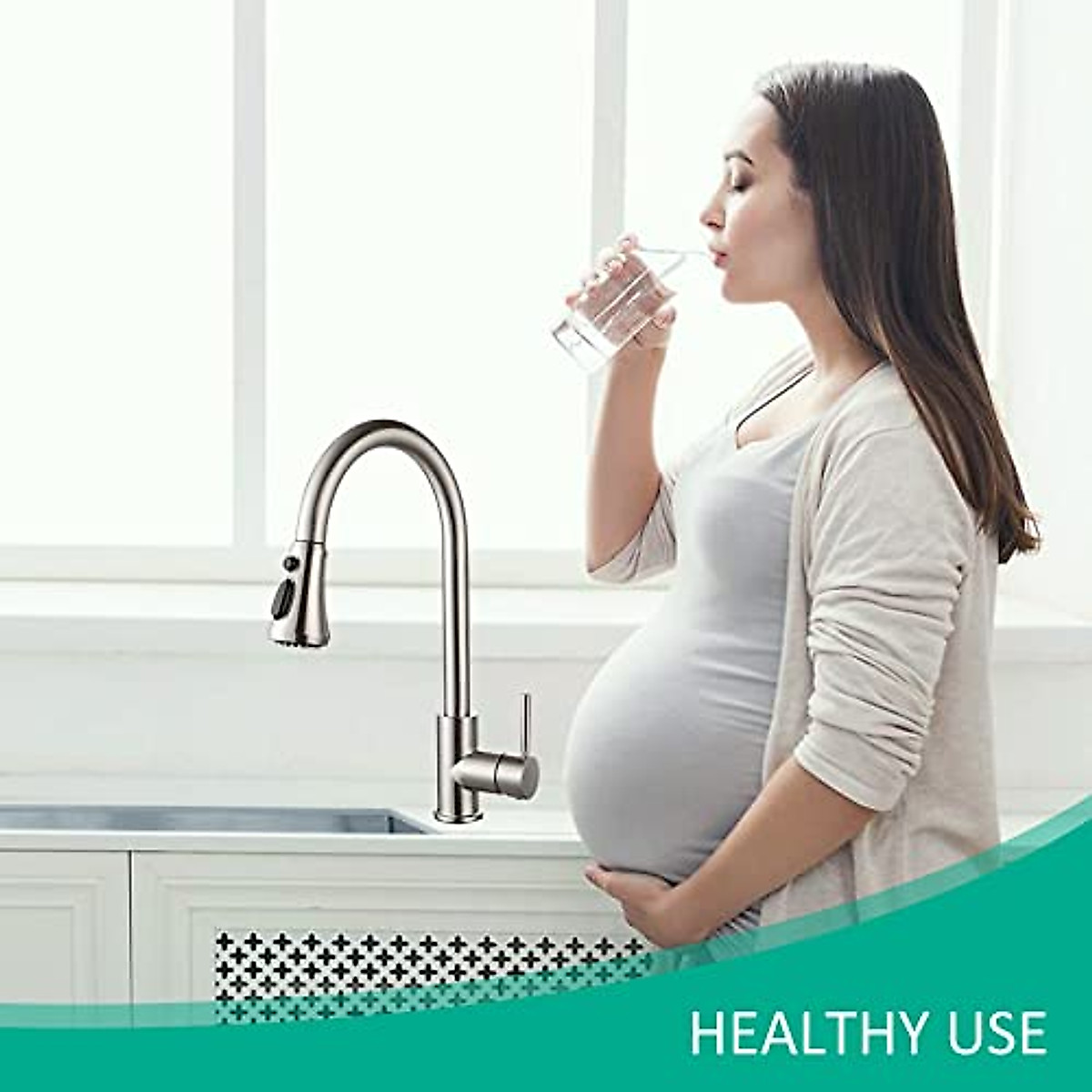 Kitchen Sink Faucet,Hans D'blanc Single Handle Single Hole Brushed Nickel Kitchen Faucet with Pull Down Sprayer 3 Modes for Kitchen RV Bar Sink,Included Deck Plate for Single or 3 Holes