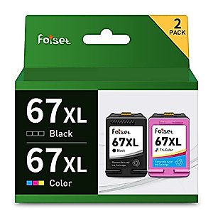 Foiset Remanufactured for HP 67XL HP 67 Inkjet 3YM59A 3YM58A Replacement for HP Envy 6052 6055 6058 6075 Pro 6452 6455 6458 DeskJet 1255 2732 2752 2755 DeskJet Plus 4140 4152 4155 4158