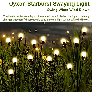 Oyxon Solar Garden Lights, 10 LEDs Solar Powered Firefly Lights, Solar Lights Outdoor Waterproof, Solar Garden Decorative Lights for Yard Patio Path Landscape, 2 Pack (10-Head Warm White)