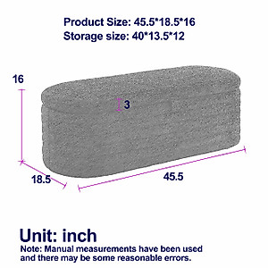 IMGDD 45.5 inches Storage Ottoman Bench Upholstered Fabric Storage Bench End of Bed Stool with Safety Hinge for Bedroom, Living Room, Entryway (White)