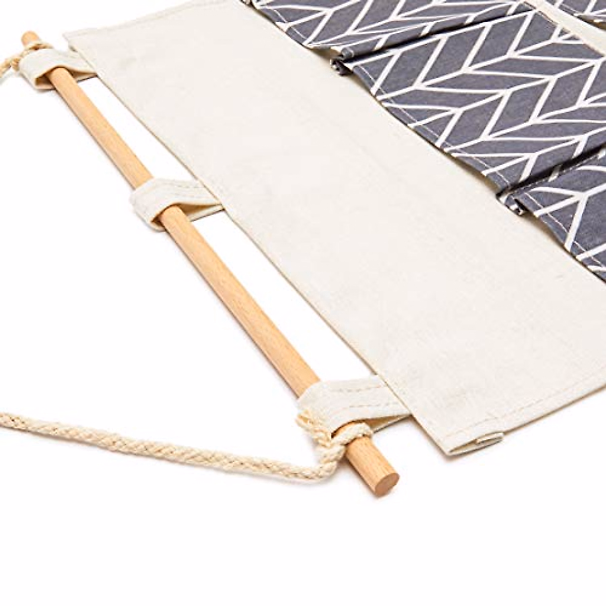 Juvale Blue Chevron Stripes Hanging Wall Organizer with 5 Pockets (17.5 x 14 in)