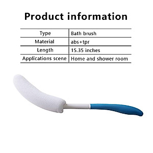 MagiDeal Vinyl Quote Me Long Anti-Slip Curve Handled Bath Body Brush, Easy Reach for Seniors, Suitable for Elderly/Pregnant Aid Bathing & Shower, Blue, 15.35"