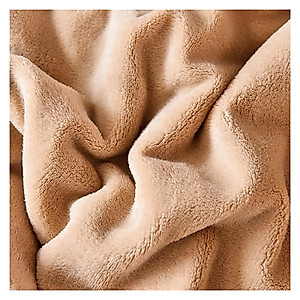 QuKan Bed, Faux Rabbit Fur Velvet Fleece Luxury Bedding Set Fuzzy Brown Stripe Plush Shaggy Warm Duvet Cover Set Bed Sheet Pillowcases 4Pcs, MM-102