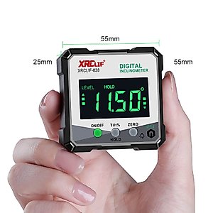 Digital Angle Gauge Meter, XRCLIF Magnetic Base Level Box Angle Finder Protractor Bevel Gage Inclinometer Measuring Tool for Carpentry, Building, Masonry Bevel