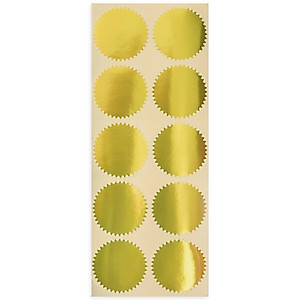 MaxMark 2" Self Adhesive Glossy Gold Seal Labels for Certificates, Library, Notary Embossing Seals - 100 Count