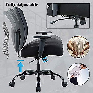 PayLessHere Office, Ergonomic Executive Desk Rolling Swivel Adjustable Arms Mesh Back Computer Lumbar Support Task Chair for Women, Men (Black)