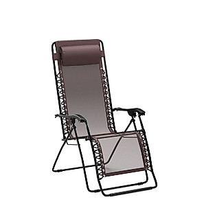 FDW Zero Gravity Chairs Set of 2 Lounge Patio Chairs Outdoor Yard Beach (Brown)