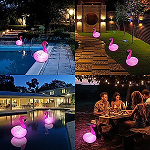 Rukars Solar Floating Lights 4 PCS, Flamingo Floating Pool Lights Solar Powered Glow Lights, Waterproof Auto On/Off LED Solar Lights Outdoor Decorative for Garden, Path, Yard, Patio, Party