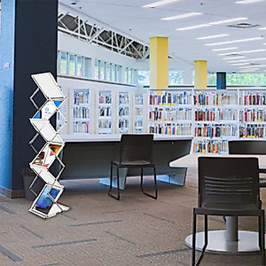 Displayfactory Magazine Rack,Catalog Literature Rack, 6 Pockets,Pop up Aluminum Brochure Display Stand Foldable with Carrying Bag for Office,Store, Exhibition & Trade Show