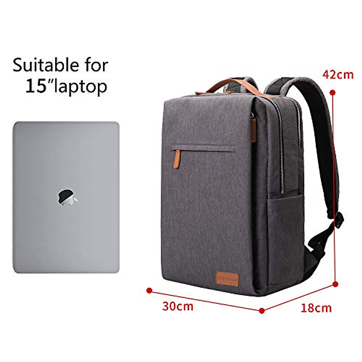NOBLEMAN Backpack For man and women, Travel Bag Business Computer Backpacks Laptop Backpack, Waterproof School Backpack, Daypack, USB (Gray) with Organizer case bag