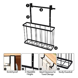 KES Cabinet Door Organizer with Towel Bar, Kitchen Cabinet Organizer with Towel Holder Cutting Board Organizer for Kitchen, Over The Cabinet Door Organize with Towel Rack Matte Black, KUR520-BK