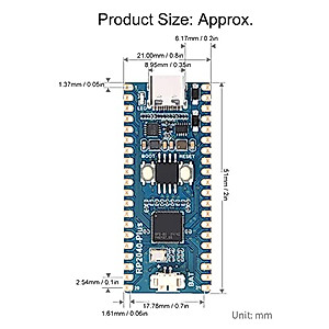 Yoidesu RP2040 Plus 16MB M Microcontroller Mini Development Board with Header for Raspberry Pi, Based on RP2040 Chip, Dual Core ARM Cortex M0+ Processor, GPIO Pins