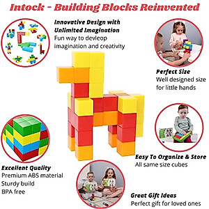 Intock Magnetic Blocks, Magnetic Cubes Educational Toys, Improved Award Winning Magnetic Building Blocks for Kids, 40 Pieces Colorful Autism Toys Magic Cube Sensory Toys for Kids