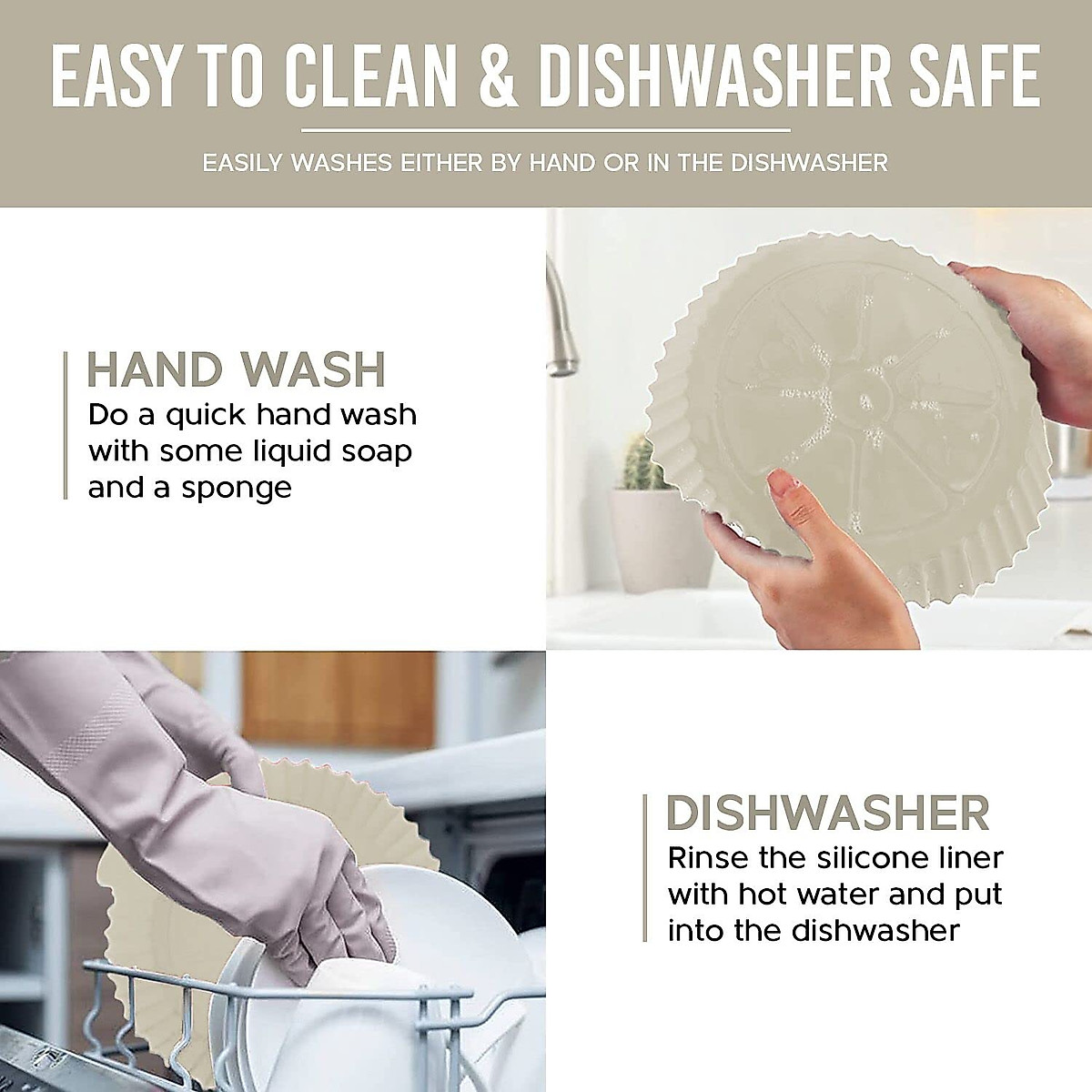 2-Piece Set of Silicone Air Fryer Liners for 5 to 8 QT Baskets - Non-Stick Oven Accessories | Reusable, Heat Resistant, and Food Safe Alternative to Parchment Paper | Large 7.9 inch - White