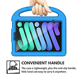 iPad Mini 6 Case for Kids (8.3-inch, 2021 Release), Lainergie Lightweight Shockproof Kid-Proof Cover Built-in Screen Protector with Handle Stand for New iPad Mini 6th Gen 8.3 Inch - Blue