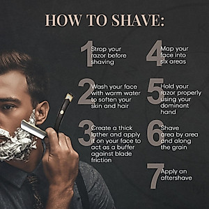 Gold Stainless Steel Straight Razor - Shave Ready Straight Edge Razor, Stainless Steel + Ebony Straight Razor for Men, Barber Approved Straight Razor, Mens Straight Razor, Leather Case, Close Shave