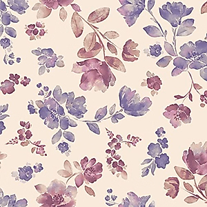 Texco Inc Flowers Poly Spandex Medium Floral Printed DTY Brushed Fabric/4 Way Stretch, Champagne Lavender 1 Yard