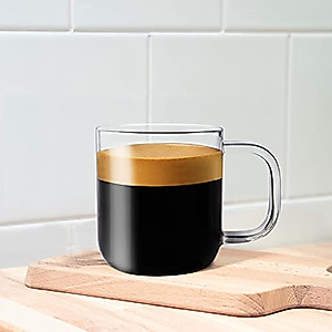 Aquach Glass Mugs 16 oz Set of 2, Large Clear Glass Cup with Handle for Hot/Cold Coffee Tea Beverage, Thicker Quality