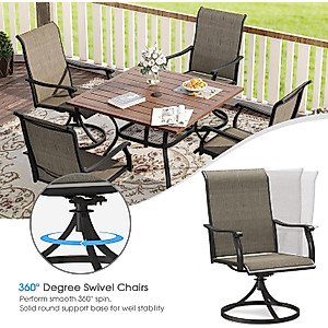 VICLLAX Swivel Patio Chairs Set of 2, High Back Textilene Patio Dining Chairs for Lawn Garden, Black Metal Frame