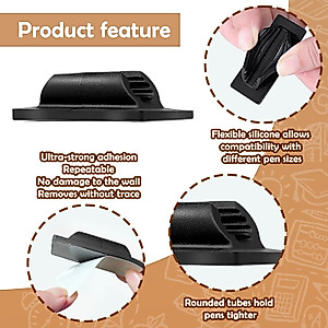 AIERSA Pencil Holder for Desk,10Pcs Pen Holders for Classroom Clipboard Attachment,Silicone Adhesive Pencil Holder for School Student Kids Desk Teacher Office Accessories