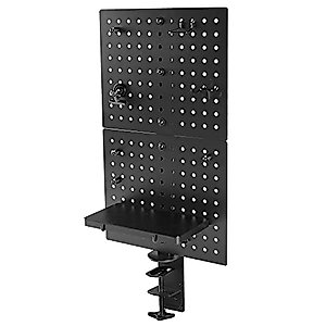 VIVO Steel Clamp-on Desk Pegboard, 12 x 20 inch Privacy Panel, Magnetic Peg Board, Office Accessory Organizer, Above or Under Desk Placement, Black, PP-DK12B